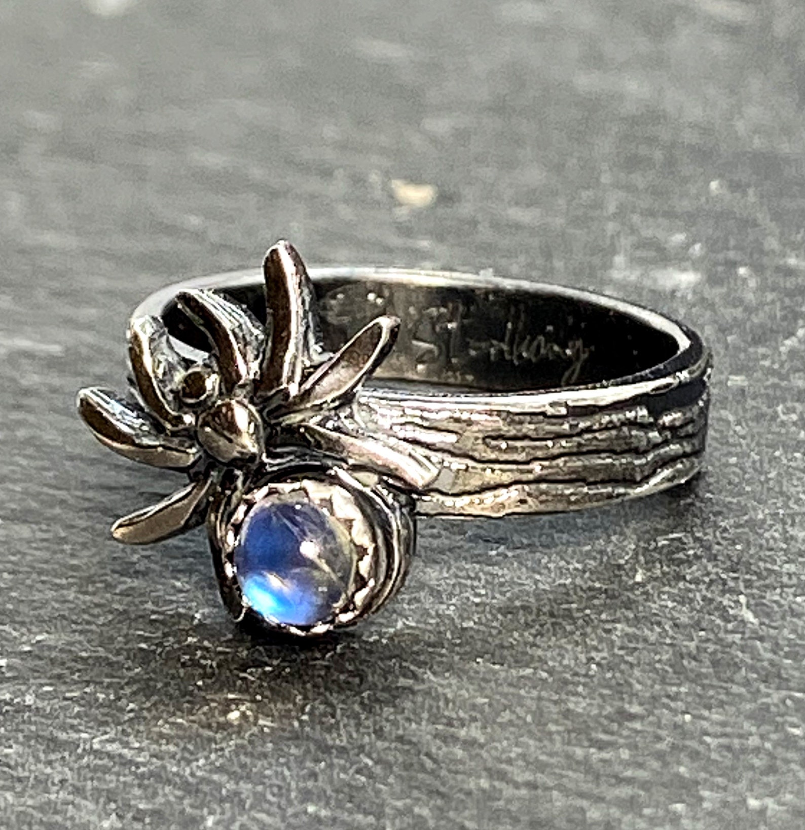 Moonstone Spider Ring in Sterling Silver Halloween Jewelry - Etsy