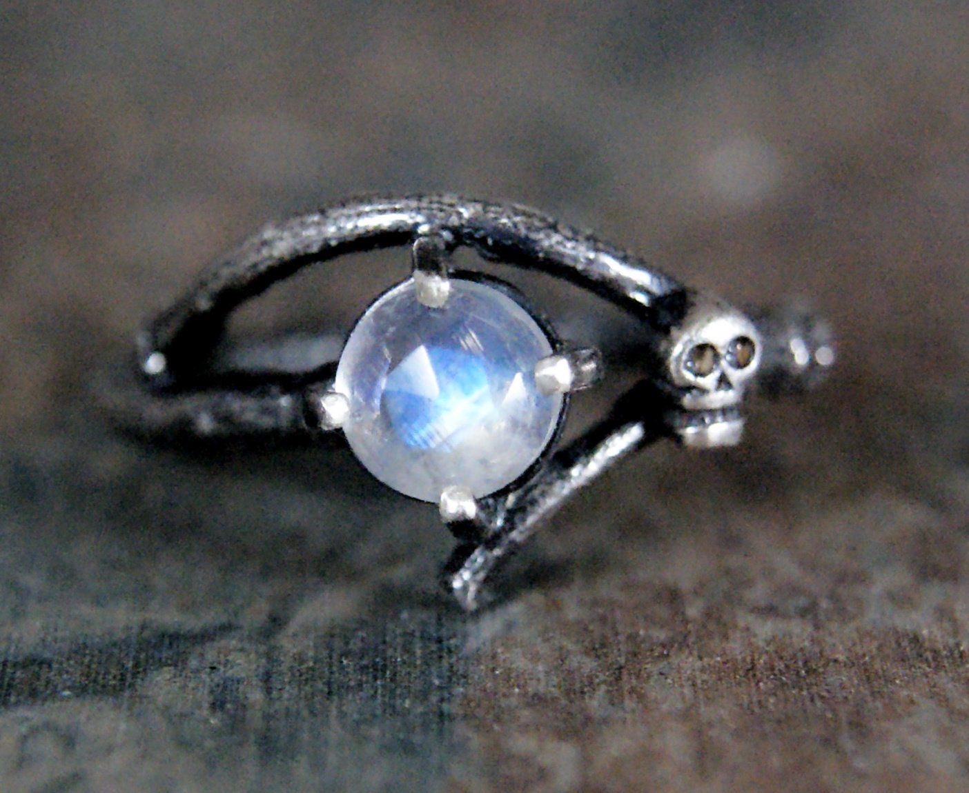 Blue Moonstone Gothic Ring in Sterling Silver for Women - Etsy