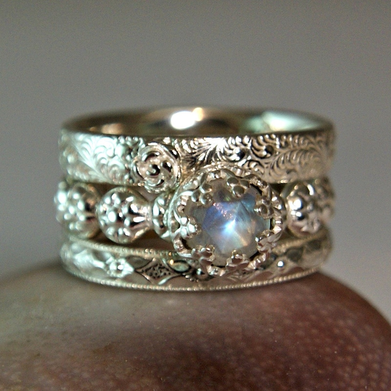 Moonstone Wedding Set - Etsy