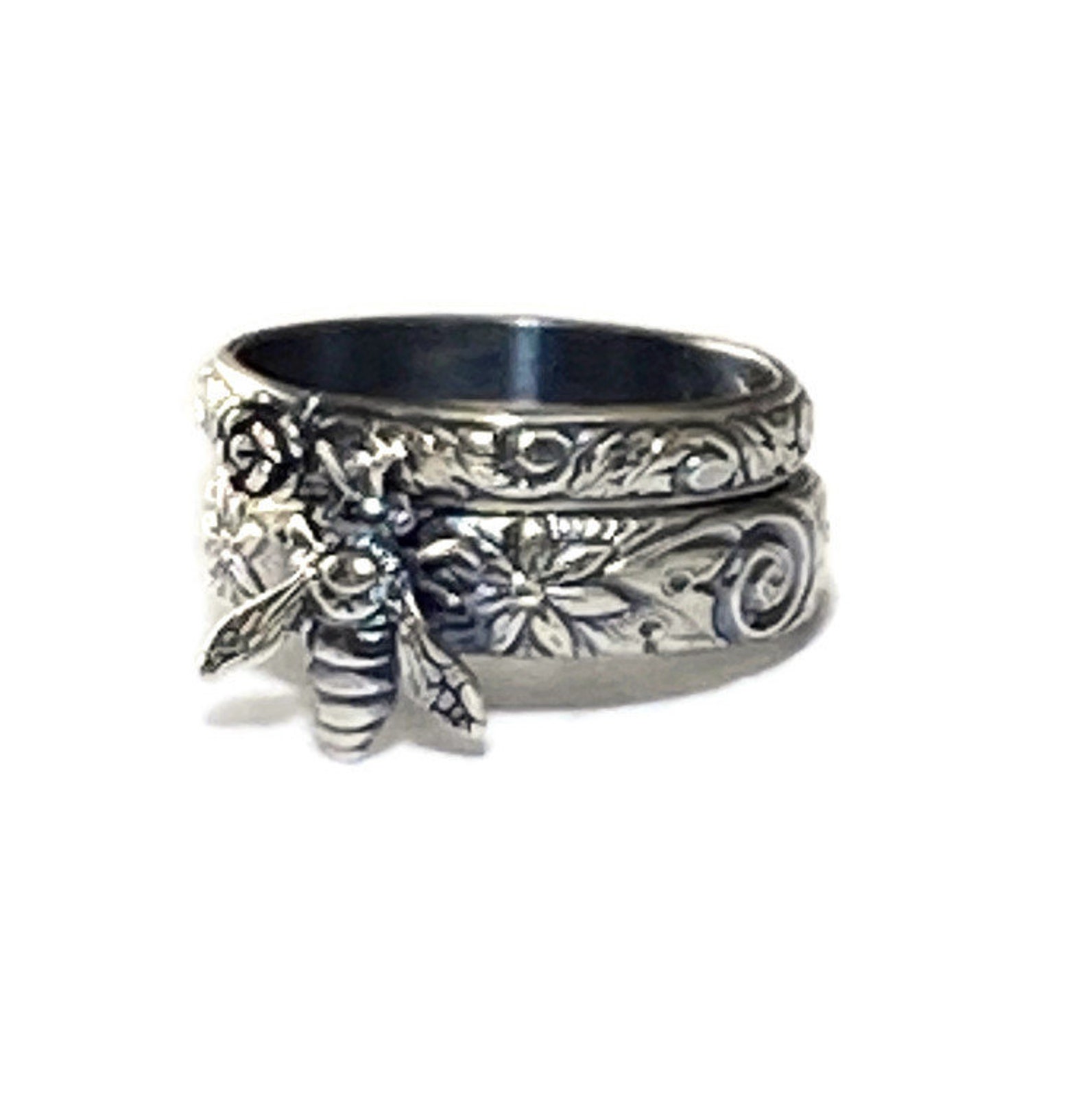 Bee Ring Sterling Silver Honey Bee, Handmade Stacking Rings - Etsy