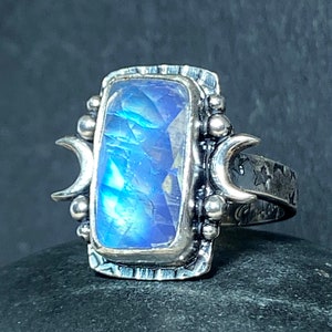 Moon Goddess Moonstone Ring Crescent Moon Jewelry - Etsy