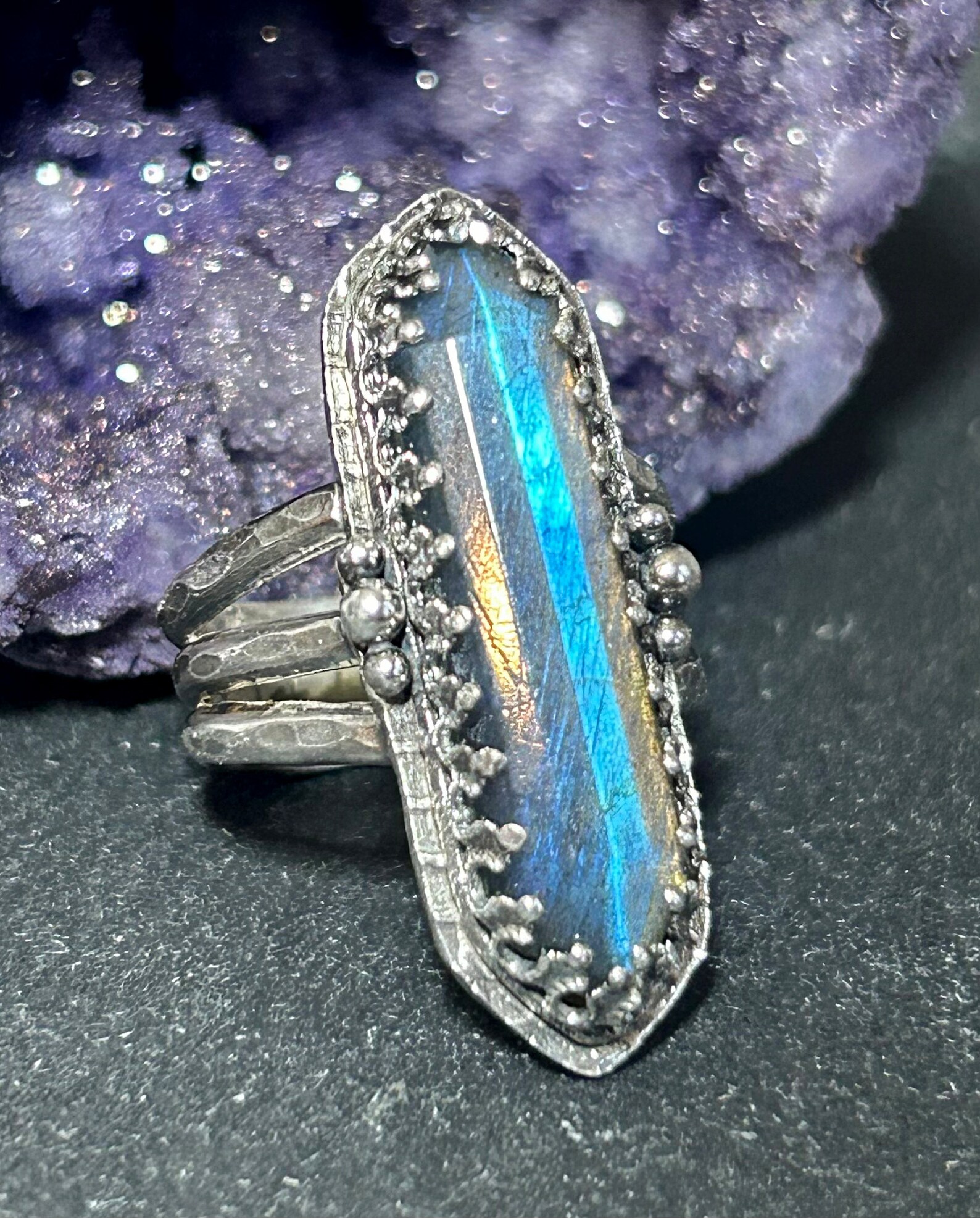 Crystal Labradorite Ring Natural Protection Stone - Etsy
