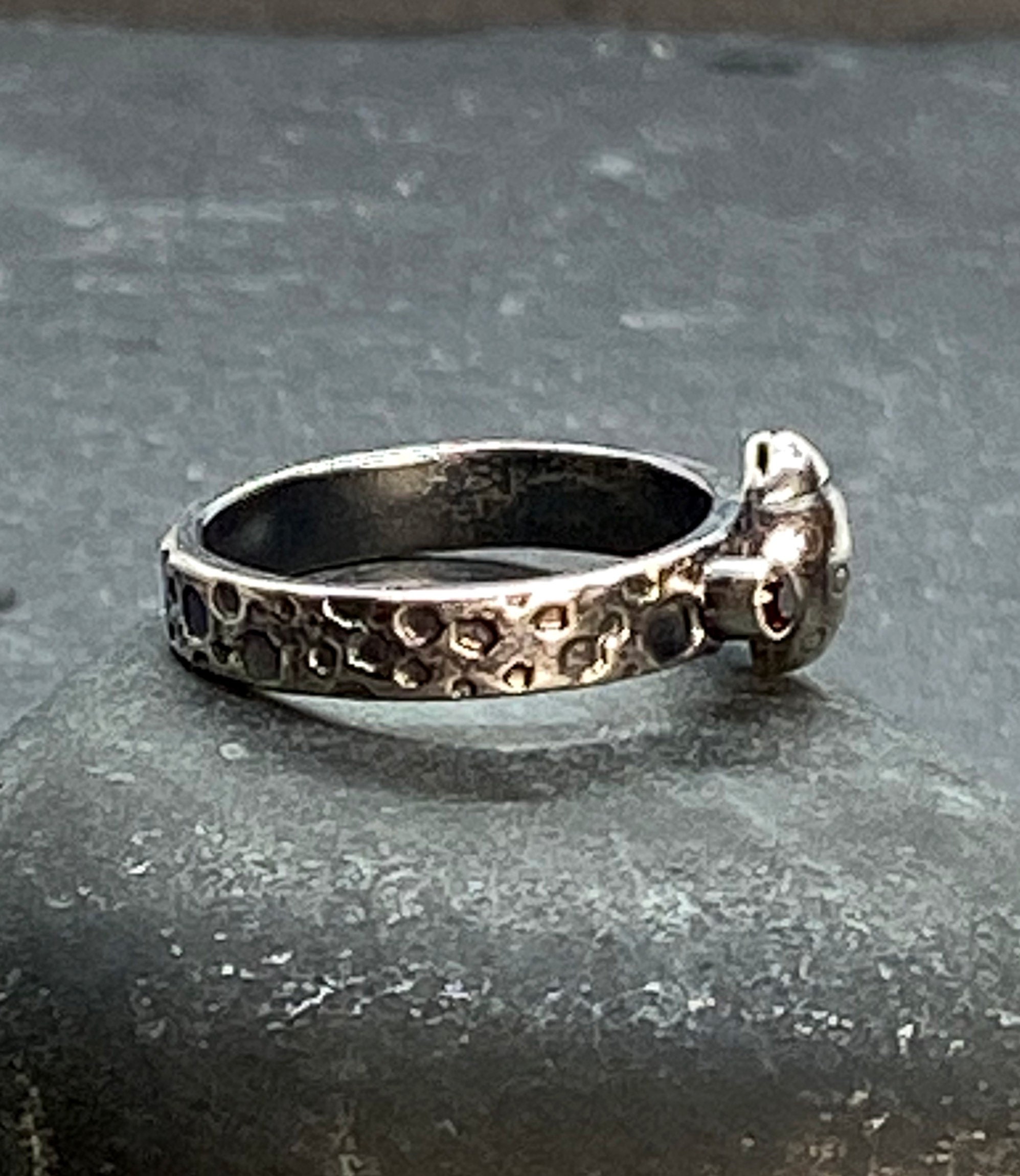 Ladybug Garnet Stacking Ring in Sterling Silver - Etsy