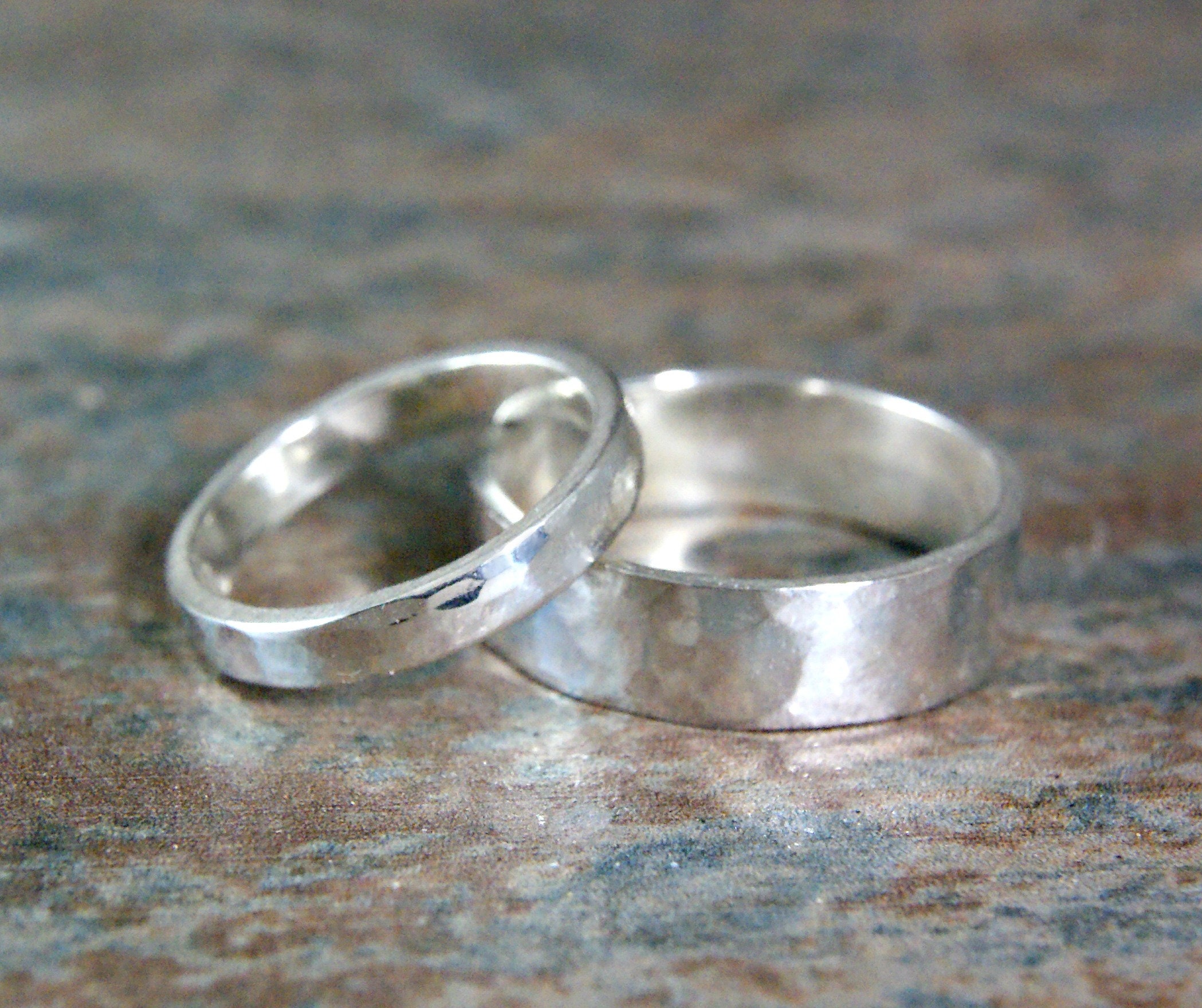 Sterling Silver Wedding Band Two Ring Set Custom Made Silver | Etsy