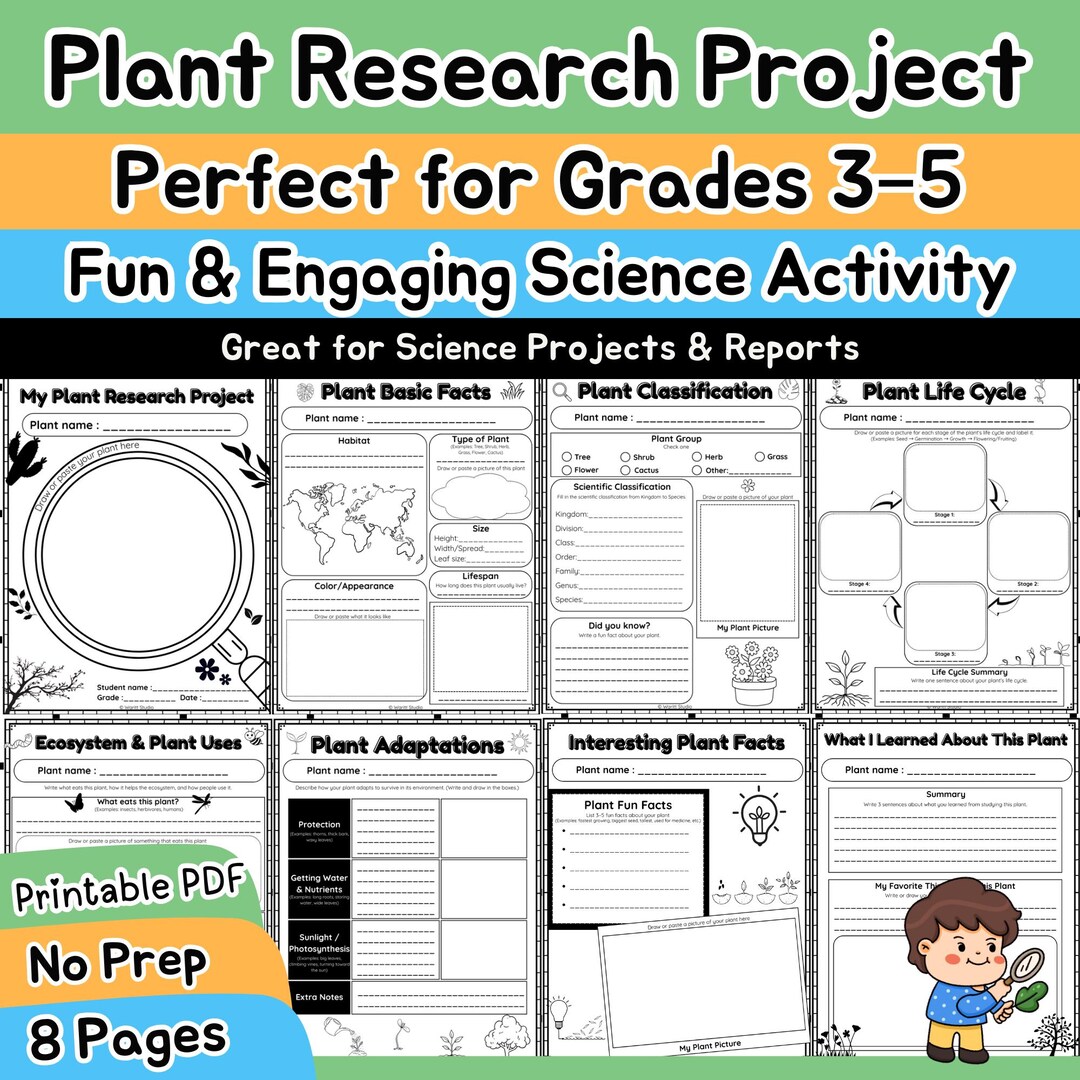 Plant Research Project Template : Grades 3–5 Science Fair Worksheets ...
