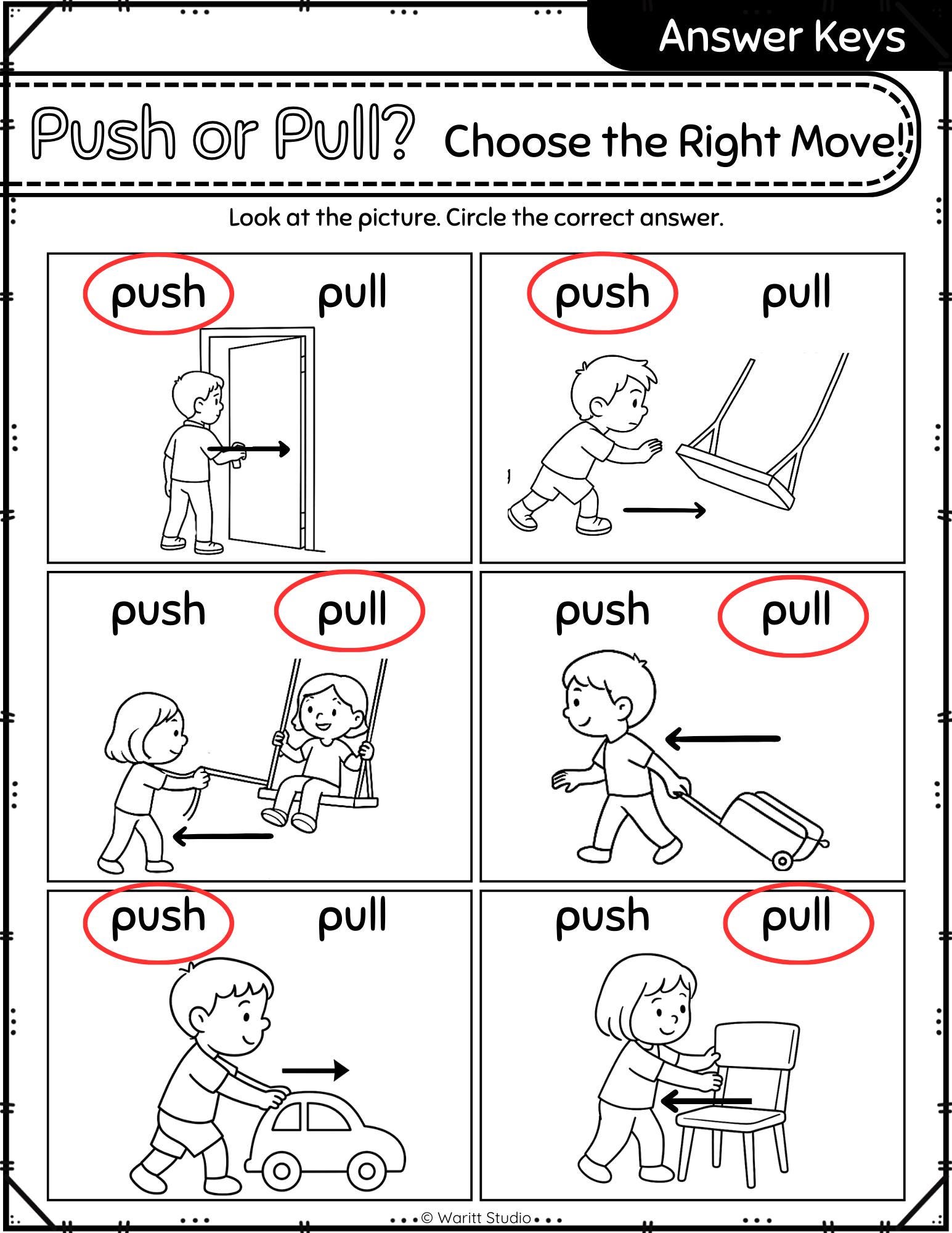 Push And Pull Worksheets Push And Pull Sorts | Cut And Paste Worksheet