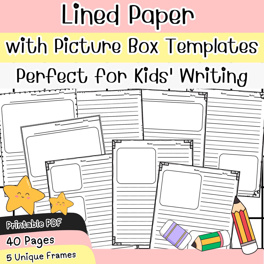 Kids Story Paper: Drawing & Writing Prompts – 40 Printable Pages (PDF ...