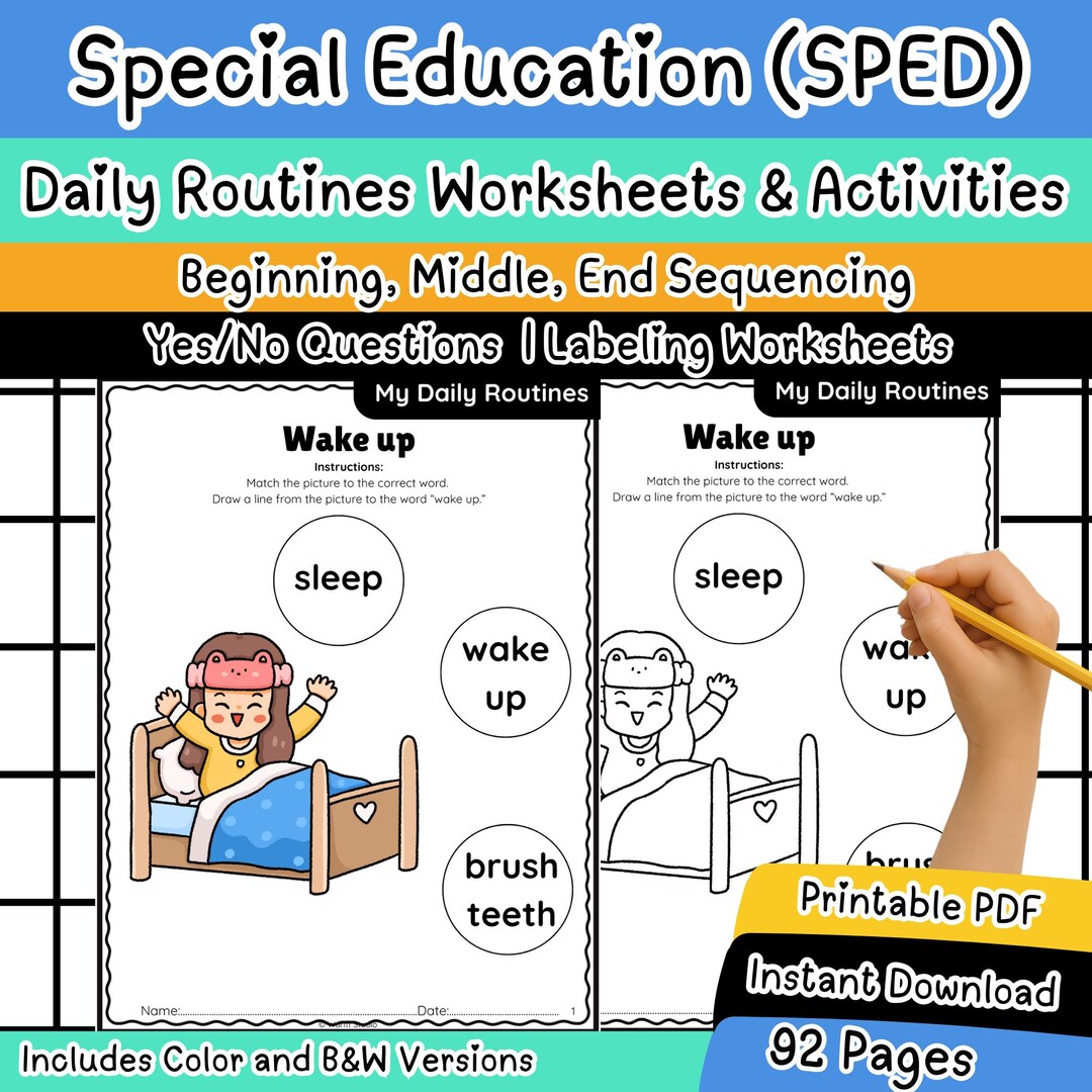 Daily Routine Worksheets for Special Education | Life Skills Activities ...