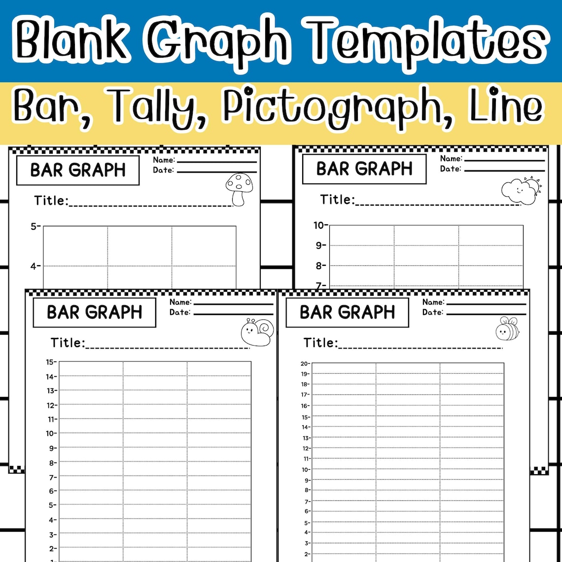 Blank Graph Templates for Kids: Bar, Line, Tally and Pictograph ...