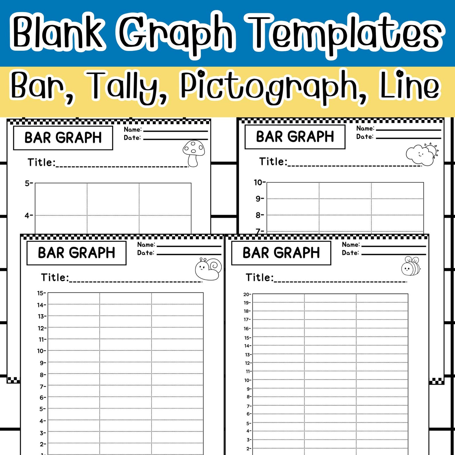 Blank Graph Templates for Kids: Bar, Line, Tally and Pictograph ...