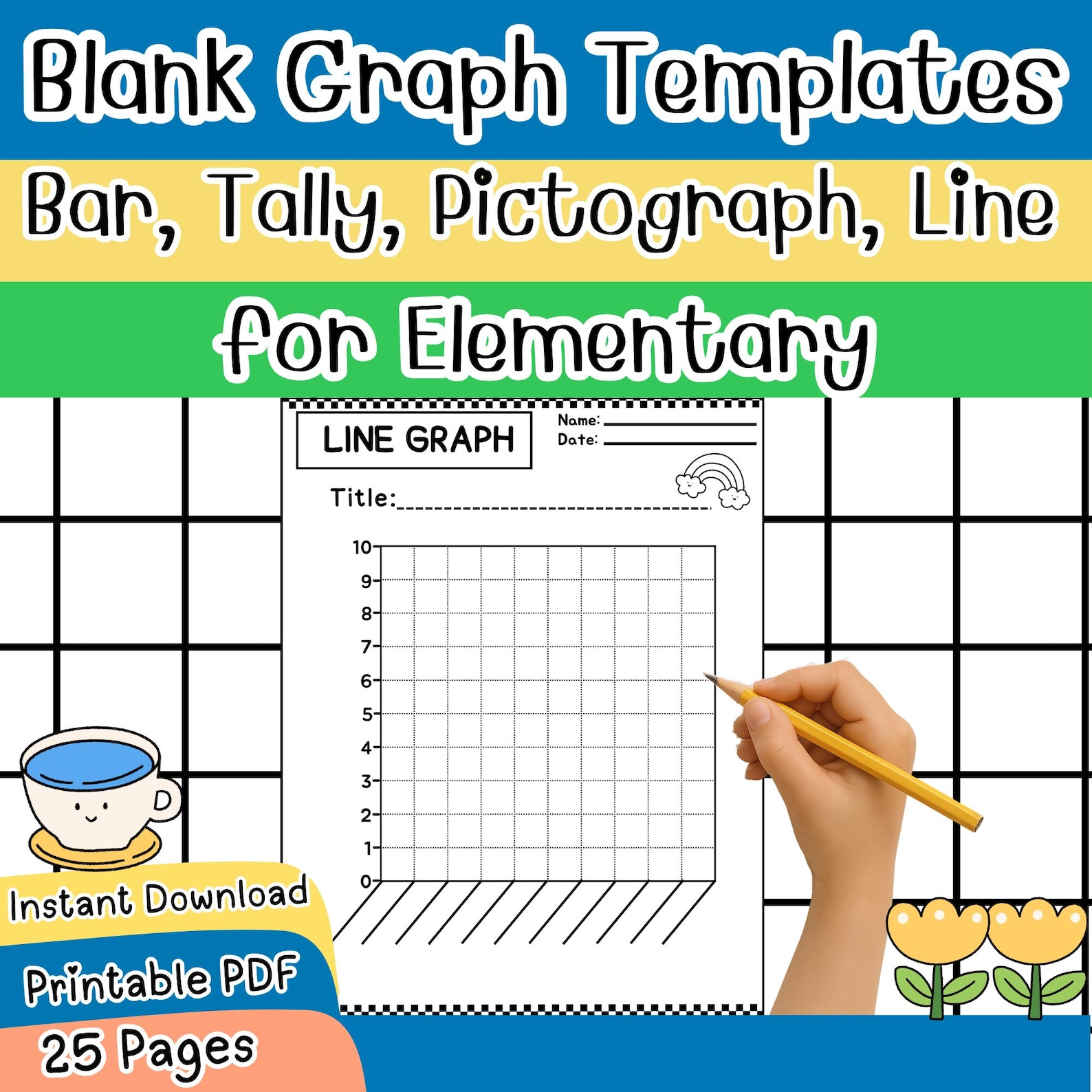 Blank Graph Templates for Kids: Bar, Line, Tally and Pictograph ...