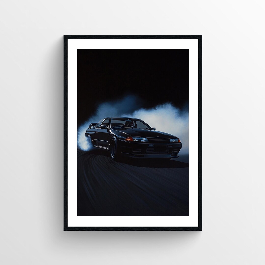 JDM Nissan Skyline GT-R R32 Art Print - Retro Style Painting, Japanese ...