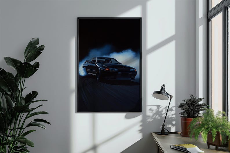 JDM Nissan Skyline GT-R R32 Art Print - Retro Style Painting, Japanese ...