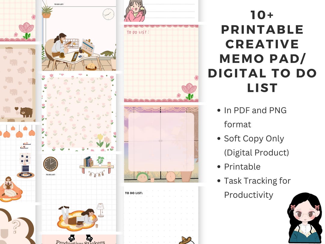 Cute Memo Pad Printables | To-do List Memo Pad | Task Tracker | Memo ...