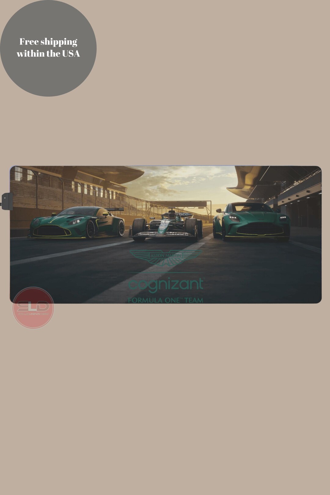 Desk Mat LED Gaming Mouse Pad With Aston Martin F1 Race Car Design Non ...