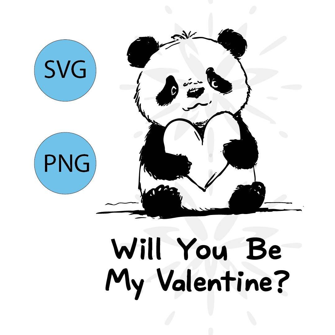 Valentine Panda SVG and PNG File. Valentines Day Panda Clipart, Panda ...