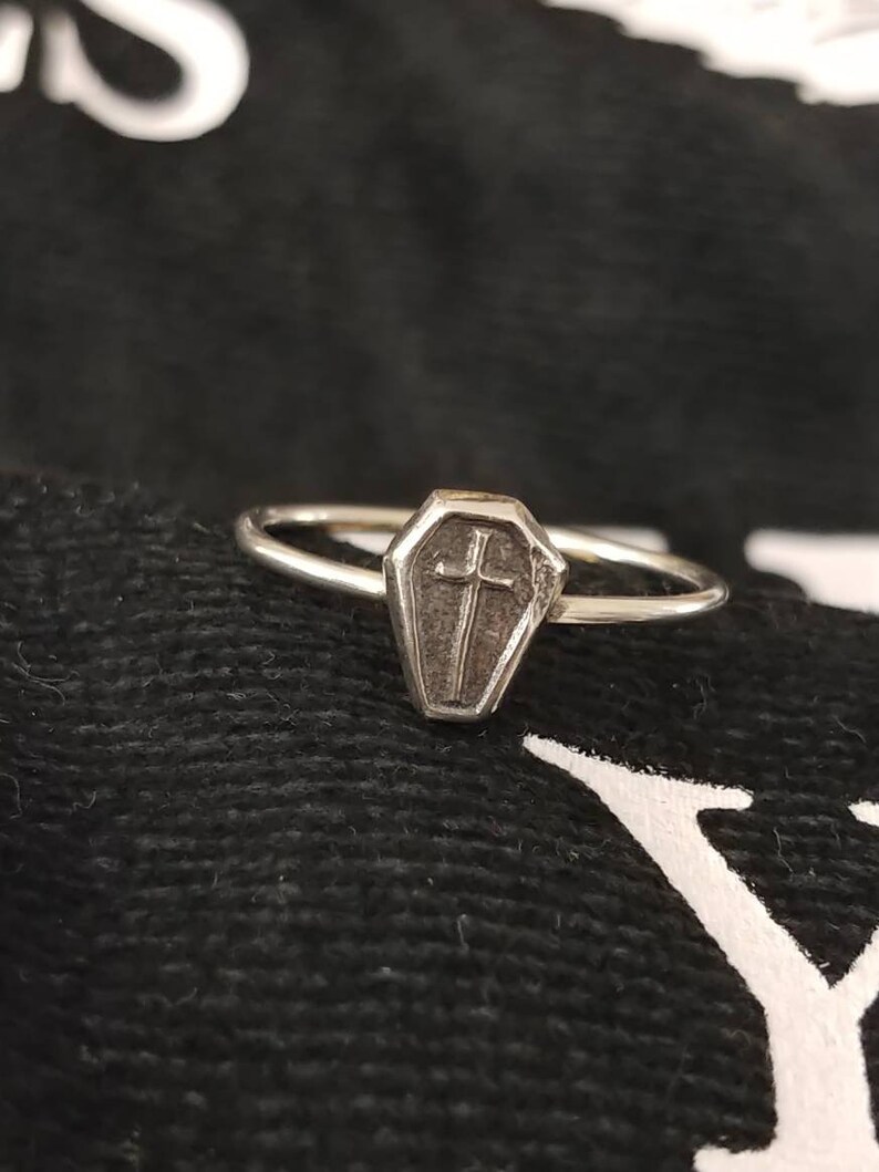 Tiny Coffin Stacking Ring in Sterling Silver | Etsy