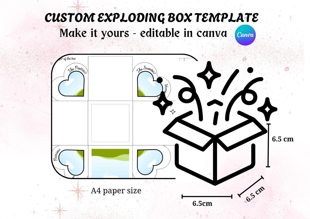 DIY Exploding Surprise Box Template: Printable Birthday Gift (canva ...