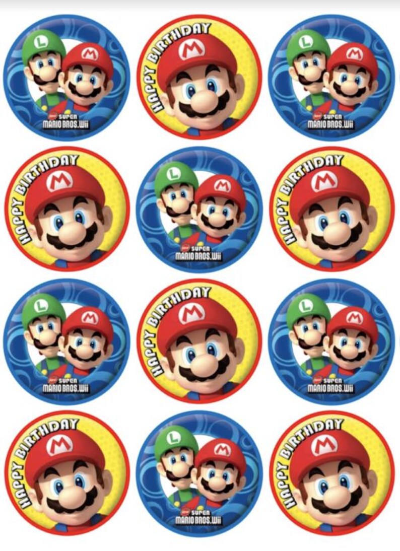 Super Mario Edible Cup Cake / Cookie Toppers Multiple Sizes - Etsy