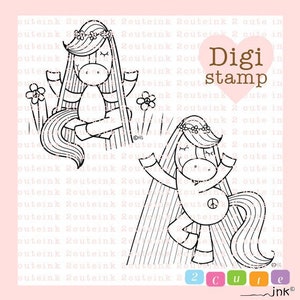 Hippie Horses Digital Stamp Set for Card Making, Paper Crafts ...