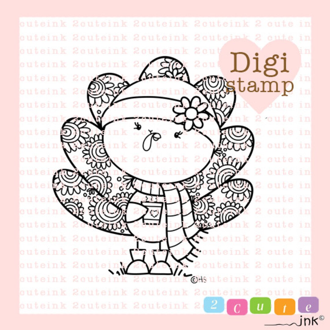 Hot Chocolate Turkey Digital Stamp - Fall Stamp - Digital Fall Stamp ...