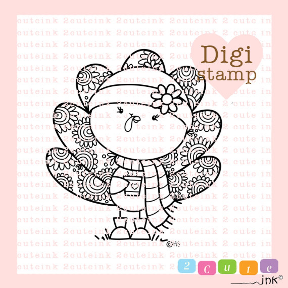 Hot Chocolate Turkey Digital Stamp Fall Stamp Digital Fall - Etsy