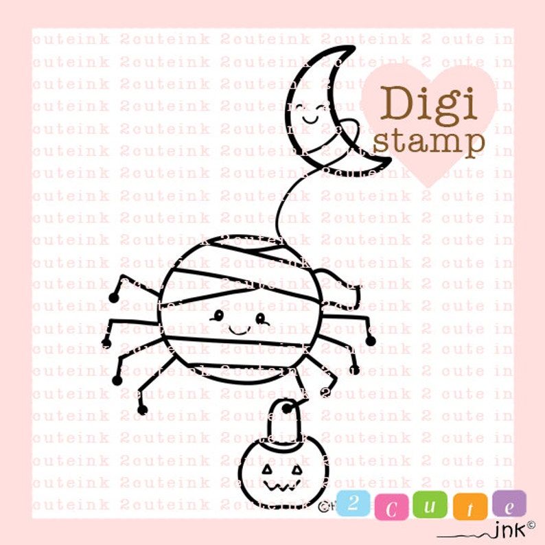 Mummy Spider Digital Stamp Halloween Digi Spider Digital - Etsy