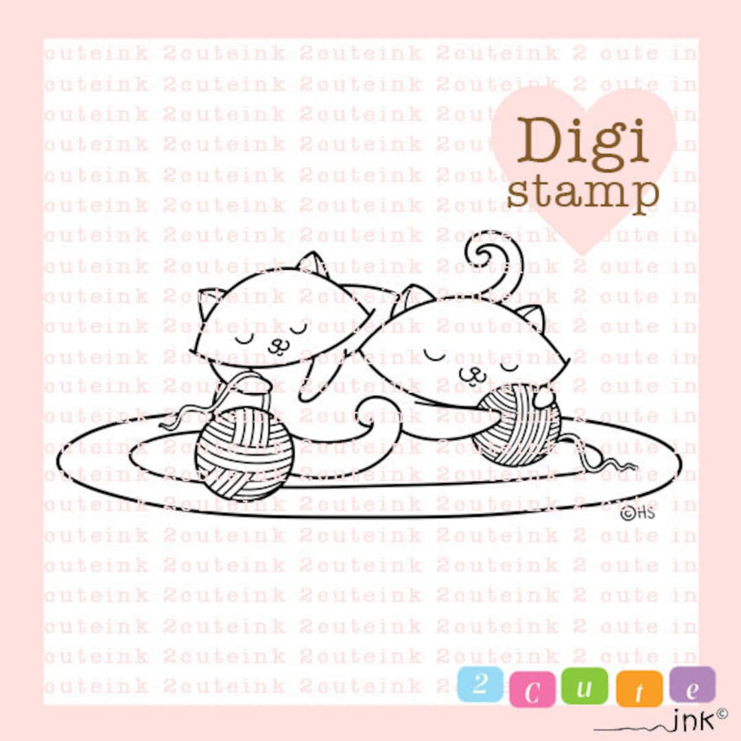 Cat Nap Digital Stamp - Digital Stamps for Card Making - Cat Digital ...