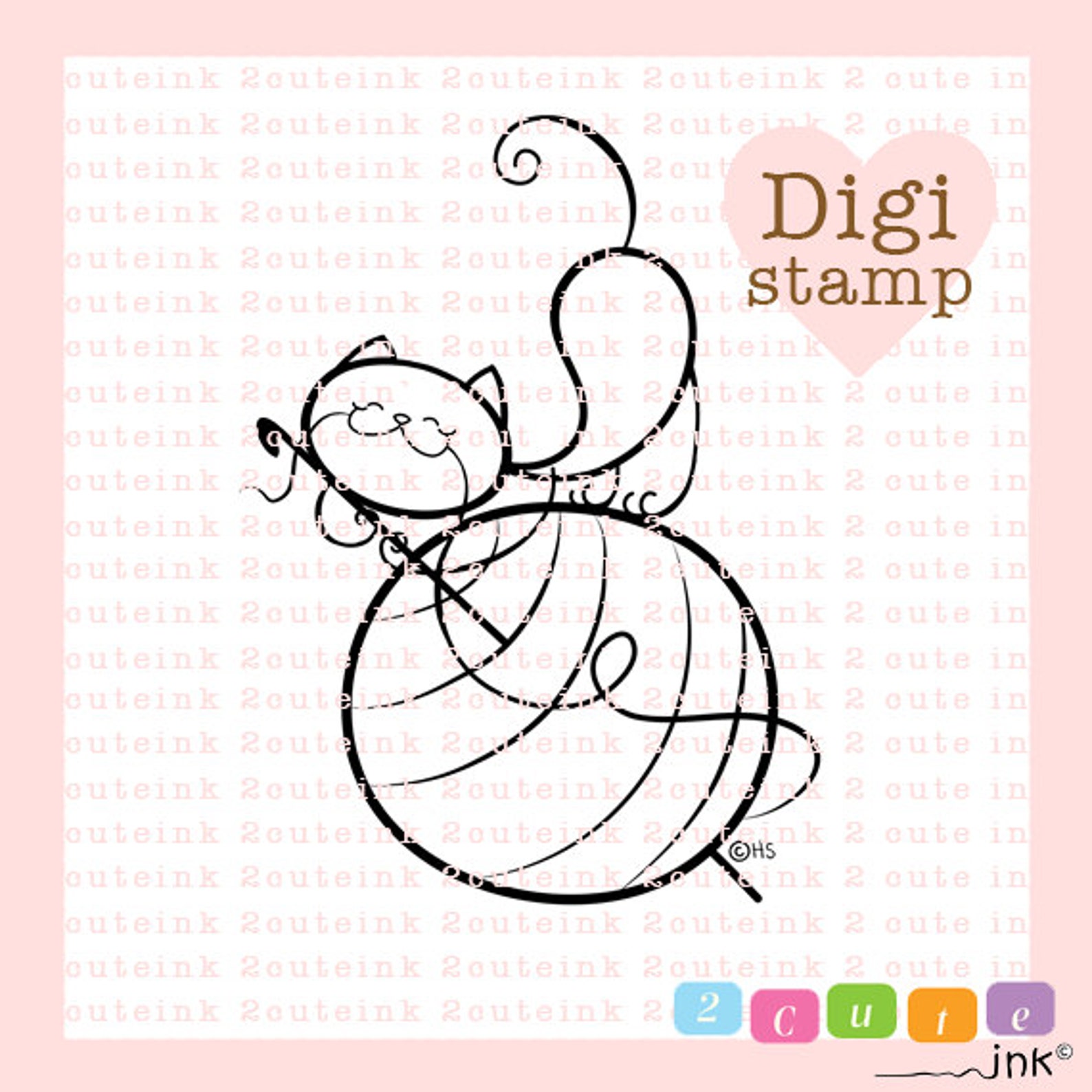 Crochet Cat Digital Stamp for Card Making, Paper Crafts, Scrapbooking ...