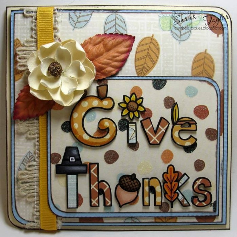 Give Thanks Digital Stamp Line Art for Card Making Paper - Etsy