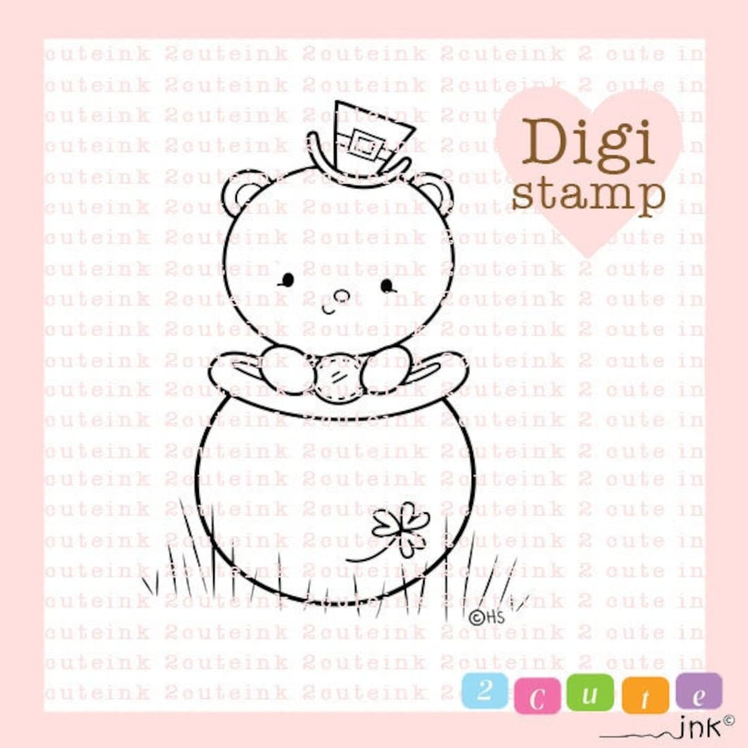 St. Patrick’s Day Bear Digital Stamp, Irish Bear Digi Stamp for Card ...