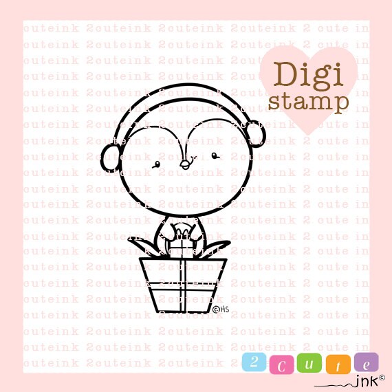 Penguin Gifts Digital Stamp for Card Making Paper Crafts | Etsy