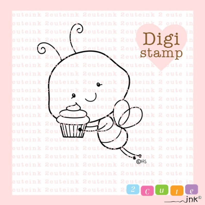 Cupcake Bee Digital Stamp Birthday Stamp Digital Cupcake - Etsy