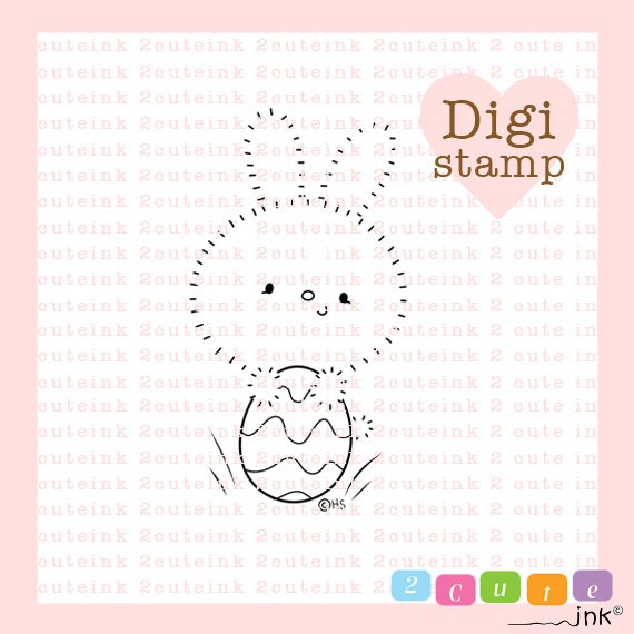 Bunny Easter Egg Digital Stamp for Card Making Paper Crafts - Etsy