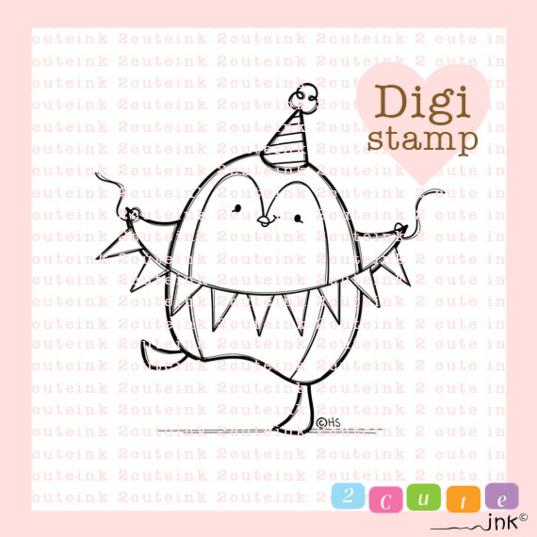 Celebration Penguin Digital Stamp for Card Making, Paper Crafts ...