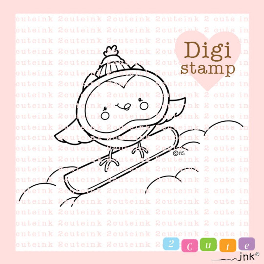 Snowboard Owl Digital Stamp Owl Stamp Digital Winter Stamp - Etsy