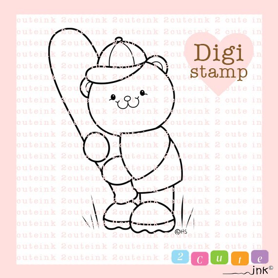 Baseball Bear Digital Stamp Bear Digital Stamp Digital | Etsy