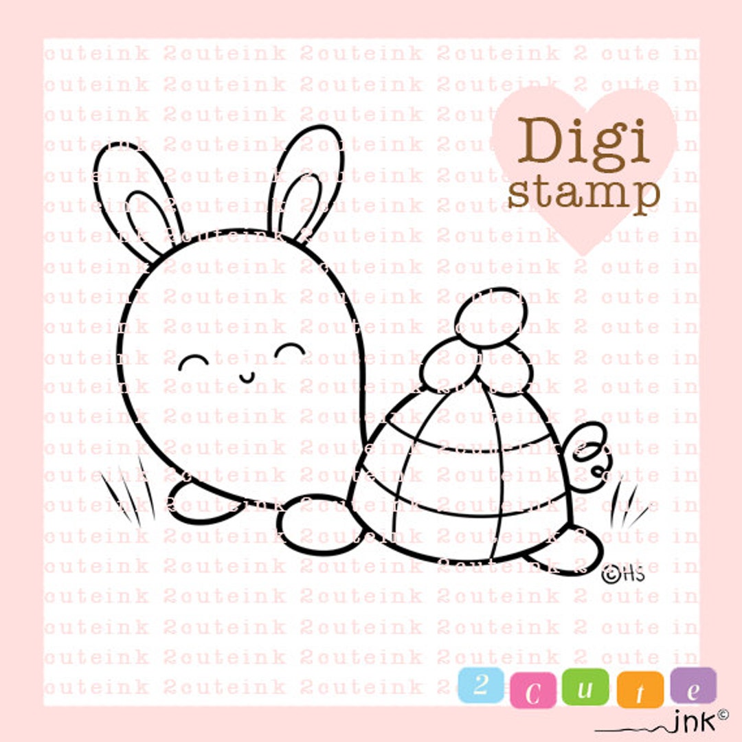 Easter Bunny Turtle Digital Stamp Turtle Digital Stamp Digital Easter ...