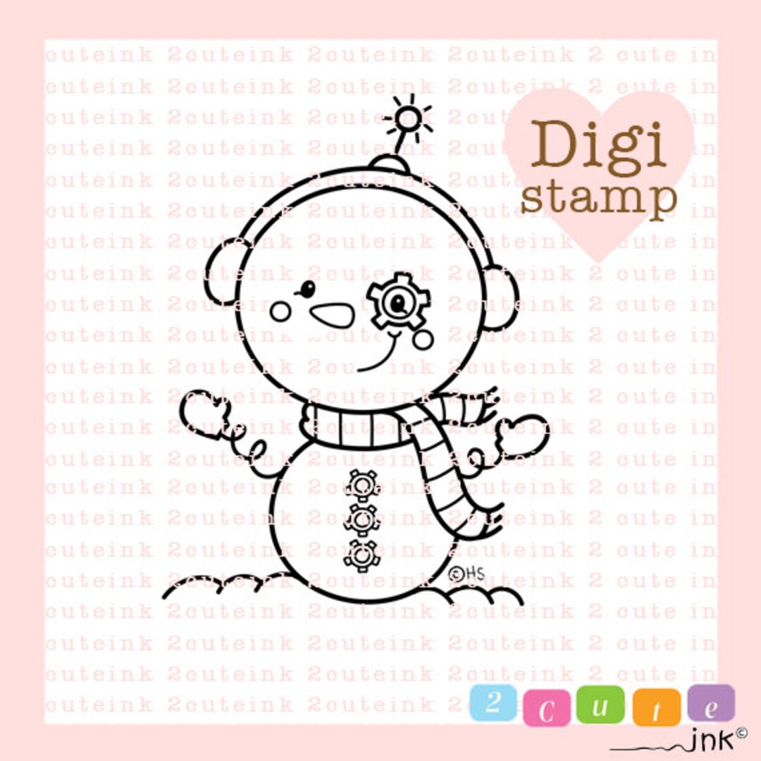 Snowbot Digital Stamp Winter Stamp Digital Winter Stamp Snowman Art ...