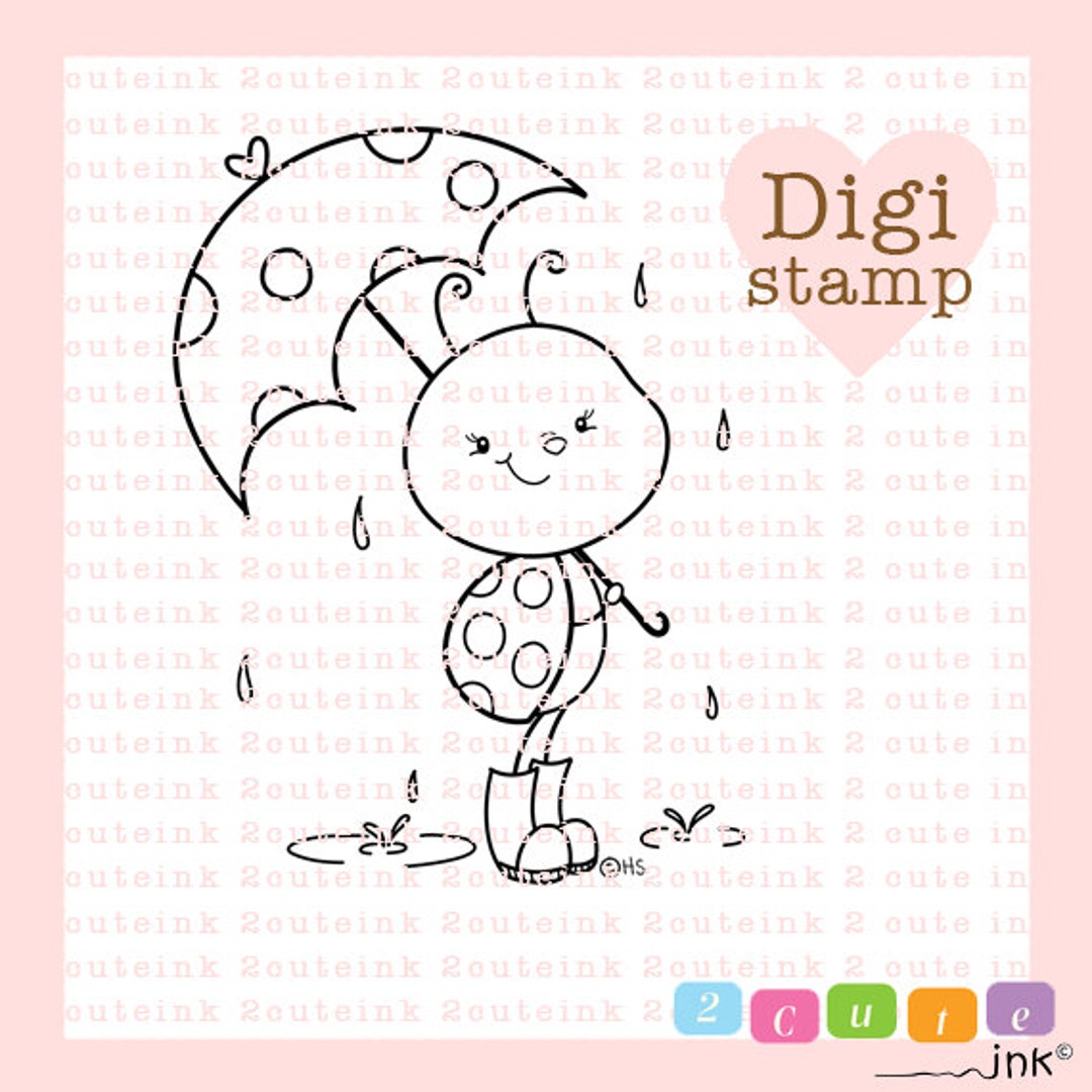 Puddle Bug Ladybug Digital Stamp for Card Making, Paper Crafts ...