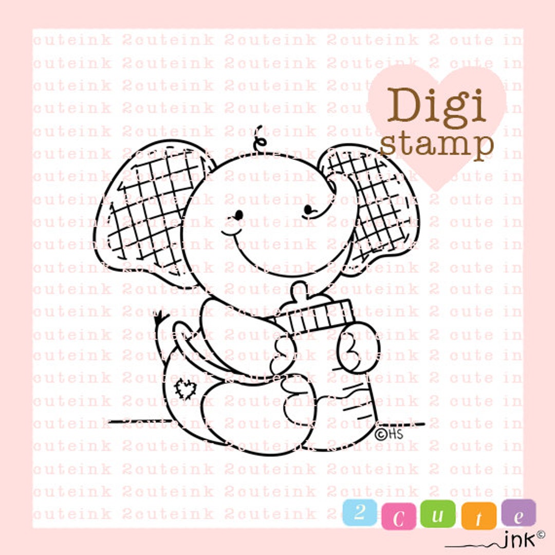 Baby Eli the Elephant Digital Stamp for Card Making, Paper Crafts ...