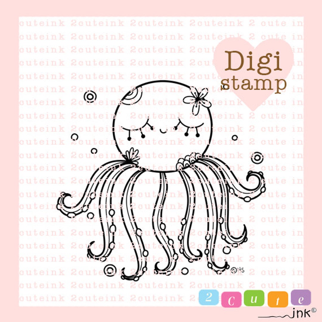 Octopus Doodle Digital Stamp for Card Making, Paper Crafts ...