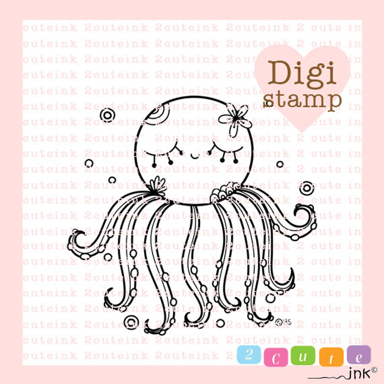 Octopus Doodle Digital Stamp for Card Making Paper Crafts - Etsy