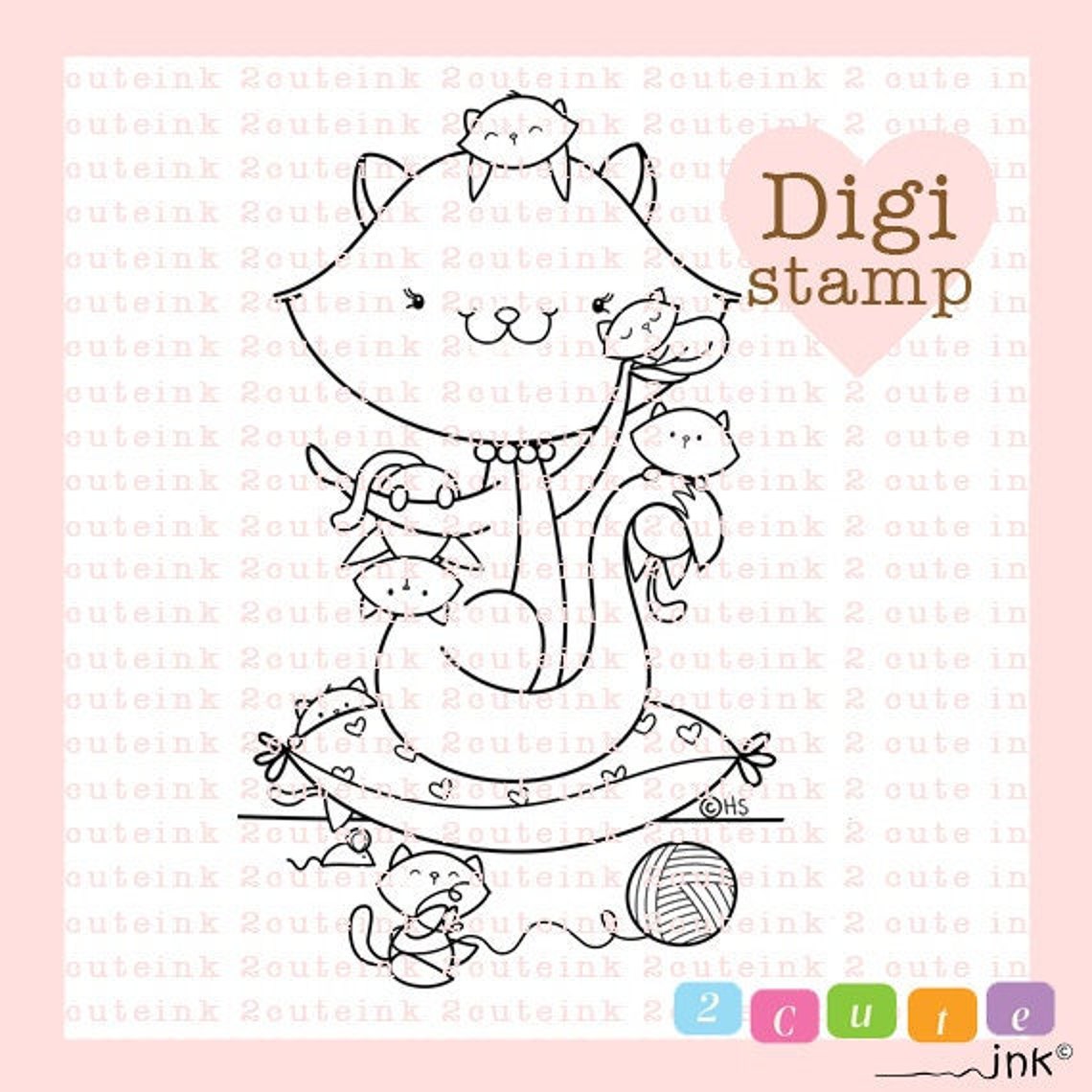 Momma Cat Digital Stamp for Card Making Paper Crafts - Etsy