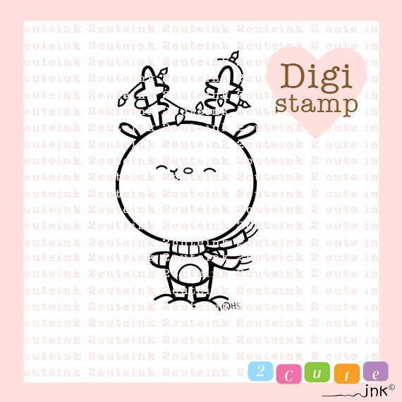 Reindeer Lights Digital Stamp Line Art for Card Making Paper | Etsy