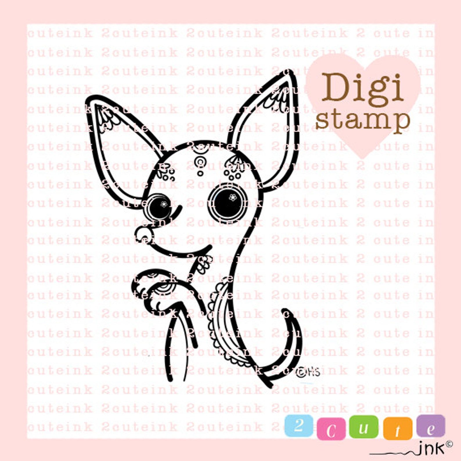 Chihuahua Doodle Digital Stamp for Card Making Paper Crafts - Etsy