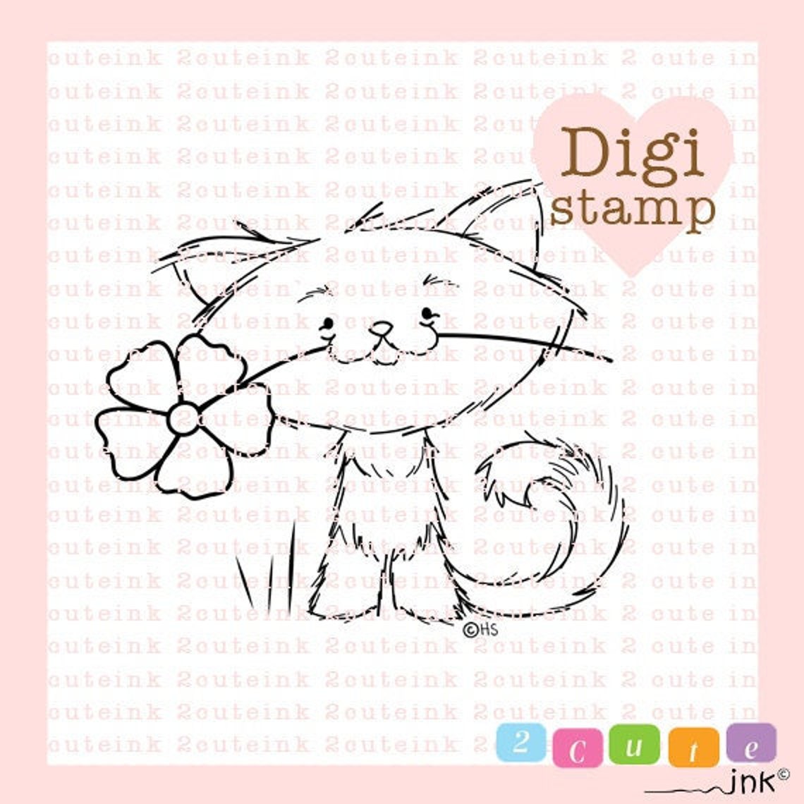Primrose Kitty Digital Stamp Cat Digital Stamp Cat | Etsy
