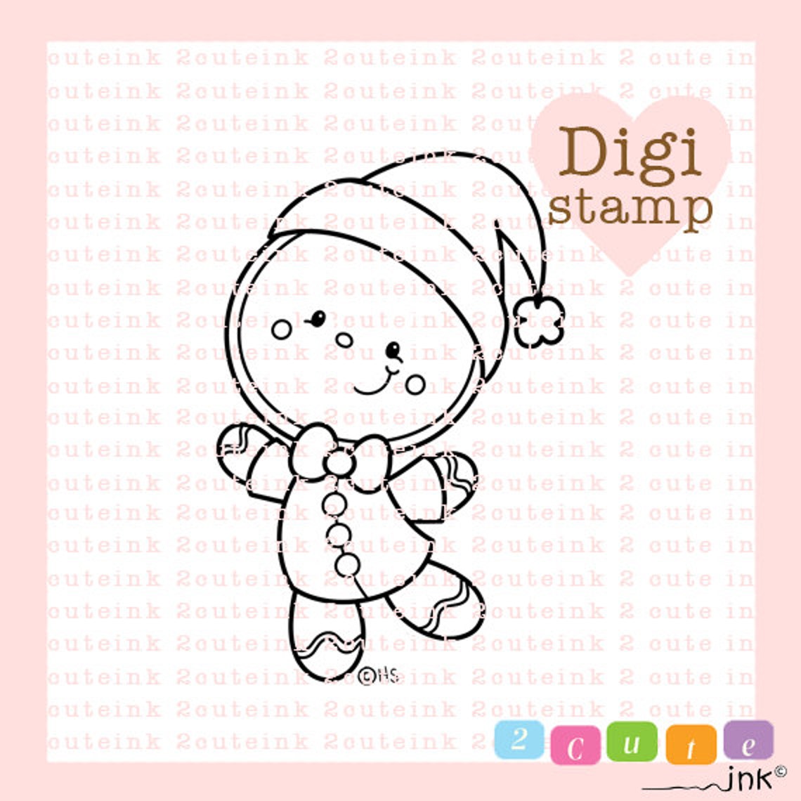 Gingerbread Santa Digital Stamp Gingerbread Digi Stamp - Etsy
