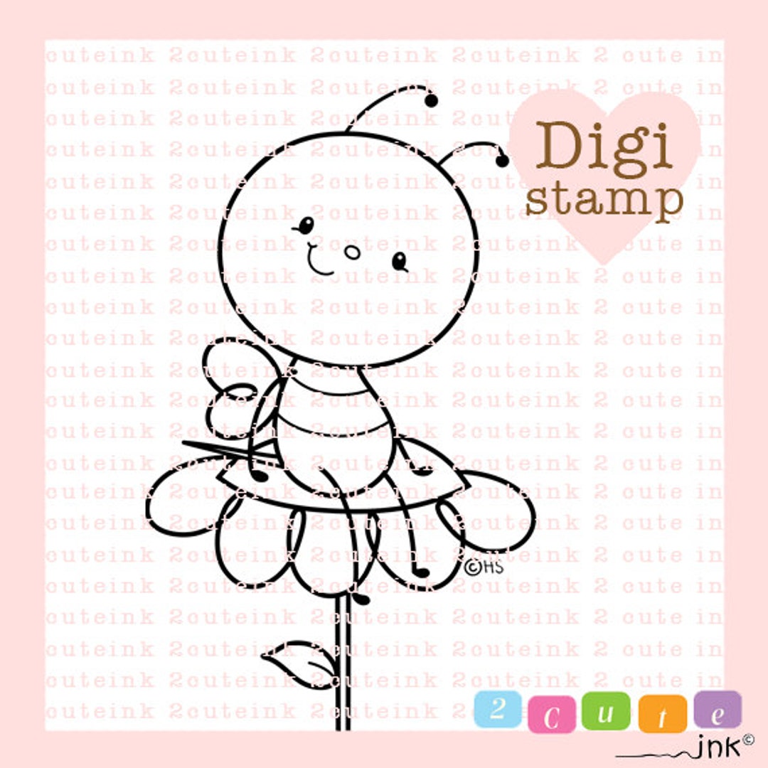 Flower Bee Digital Stamp Bee Digital Stamp Digital Bee Stamp Bee Art ...