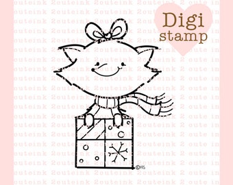 Winter Fox Digital Stamp Line Art for Card Making Paper | Etsy
